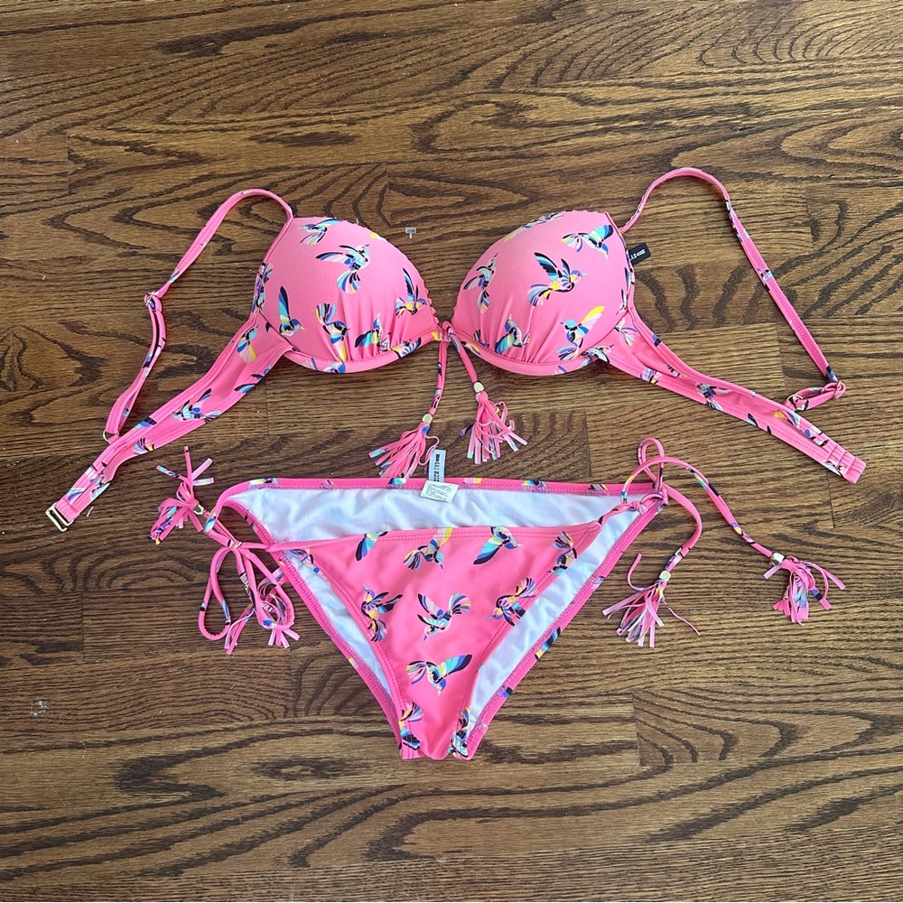 Design Lab Pink & Blue Birds Bikini Beach Swimwear Oc… - Gem